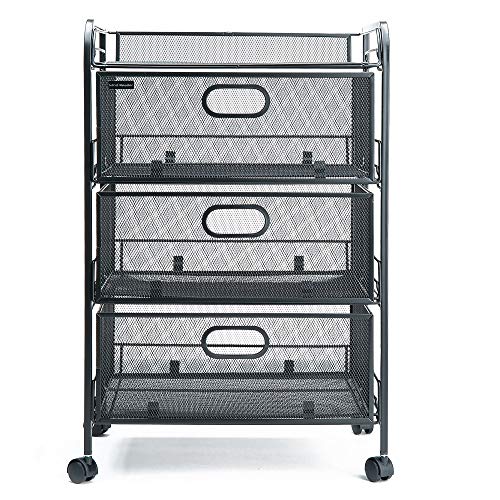 Mind Reader 4DRMESH-BLK 3 Rolling Mesh, Metal Drawers, File, Utility ...